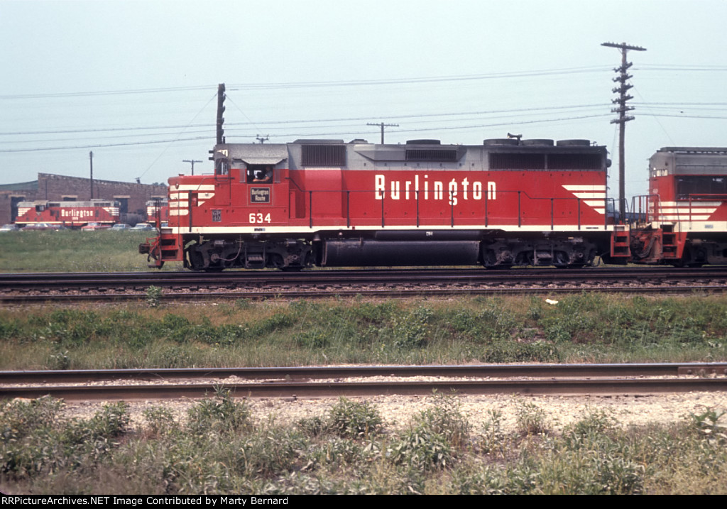 CBQ 634 With Eola Roundhouse in Background